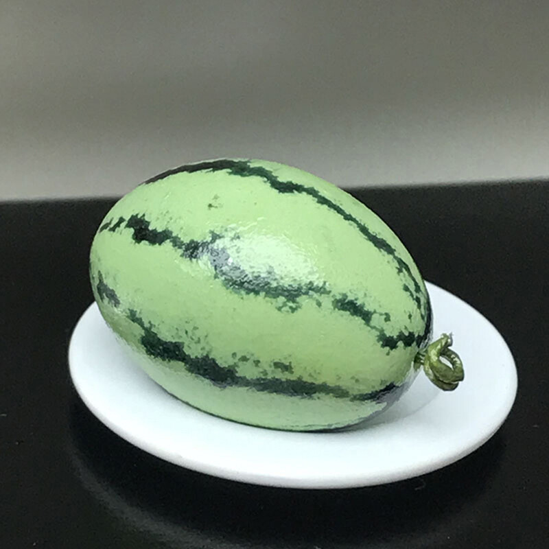 1pc Mini Fruit Resin Artificial Watermelon Statue For Dollhouse Decorat ...