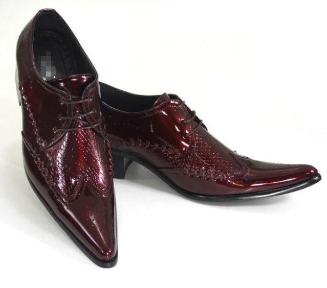 New Fashion men's pointed toe leather scale lace up formal business ...
