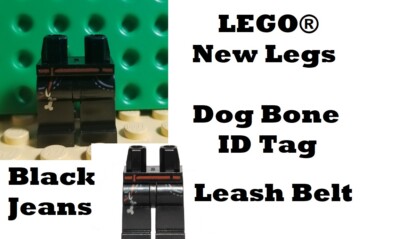 LEGO Black Legs Jeans BROWN Belt Pants Leash Dog Bone ID Tag Silver ...