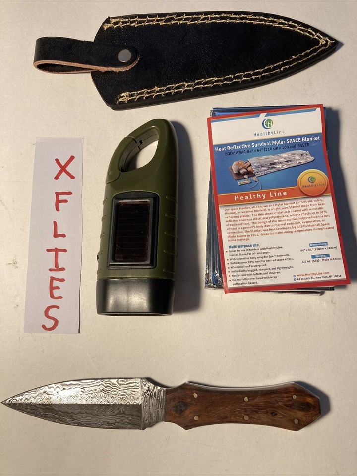 Military Surplus Survival Kit Bag + Damascus Steel Knife 8" Sheath | eBay