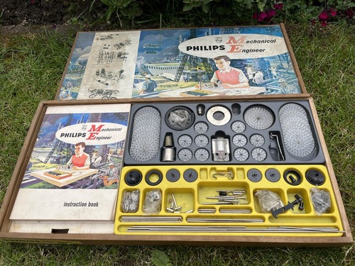Barn Find Old Philips Mechanical Engineer Wooden Boxed Construction Kit ...