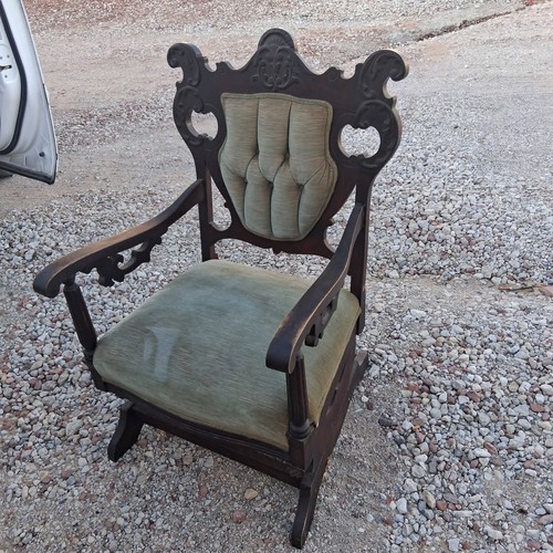 RARE 19th Century Ornate Carved Wood Platform Rocker Green Man Motif | eBay