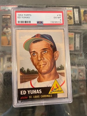 1953 TOPPS #70 ED YUHAS ST. LOUIS CARDINALS BASEBALL CARD PSA 6 EX/MT ...