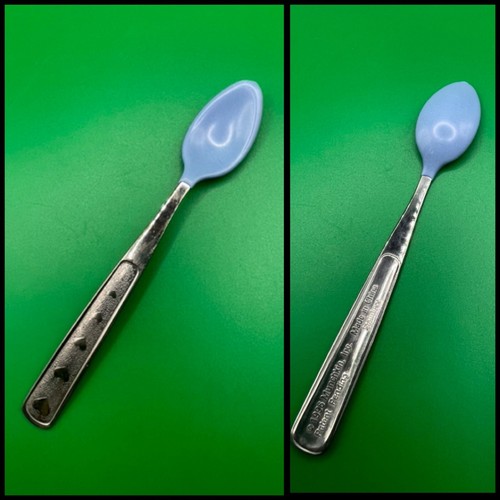VTG 1996 Munchkin Infant Rubber Soft Tip Blue Baby Spoon Stainless ...