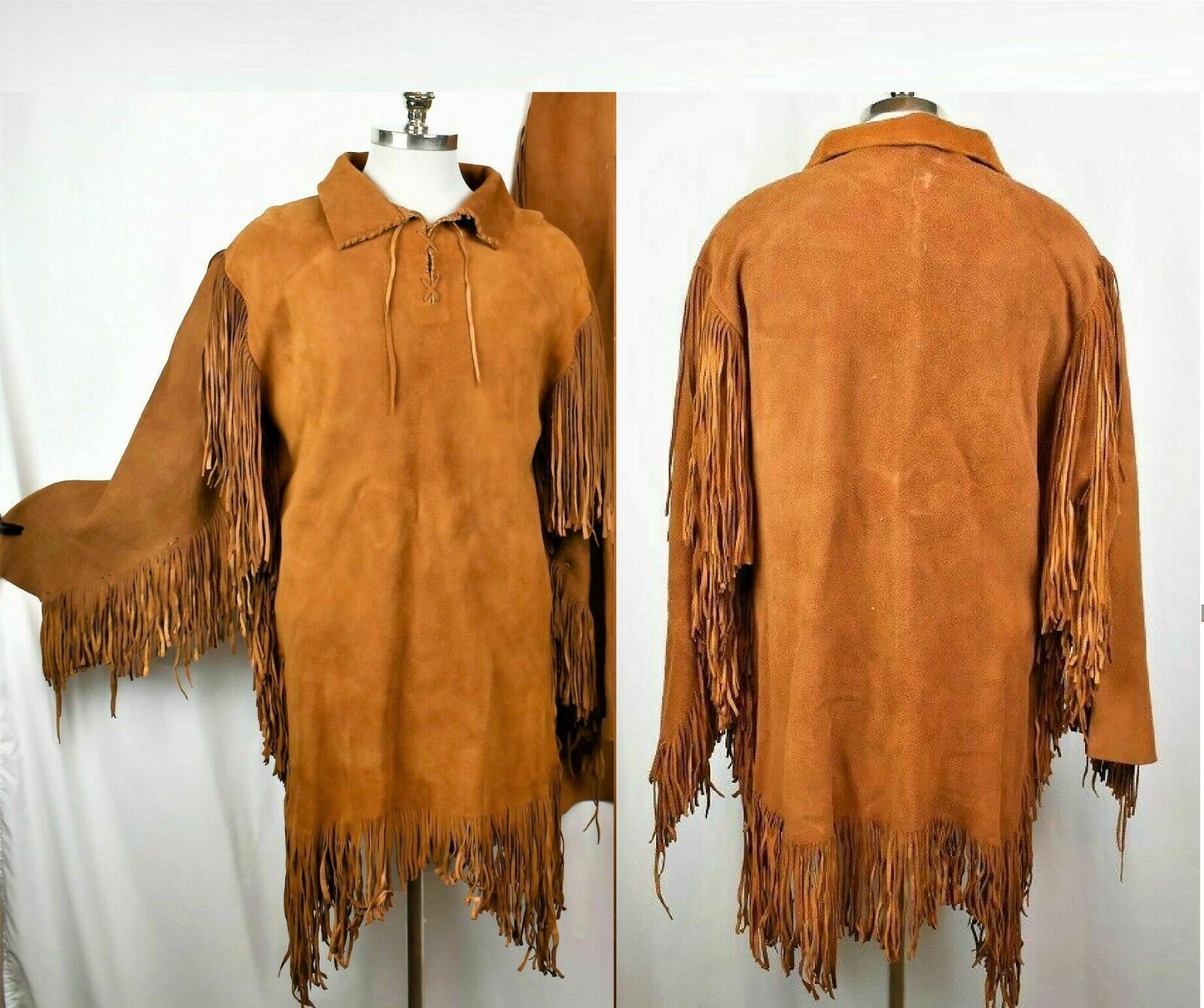 Mountain Man Leather Fringe Shirt Buckskin Western Cowboy Frontier ...