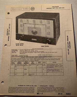 Aircastle Models 607-314 607-315 January 1951 Photofact Folder P1 | eBay
