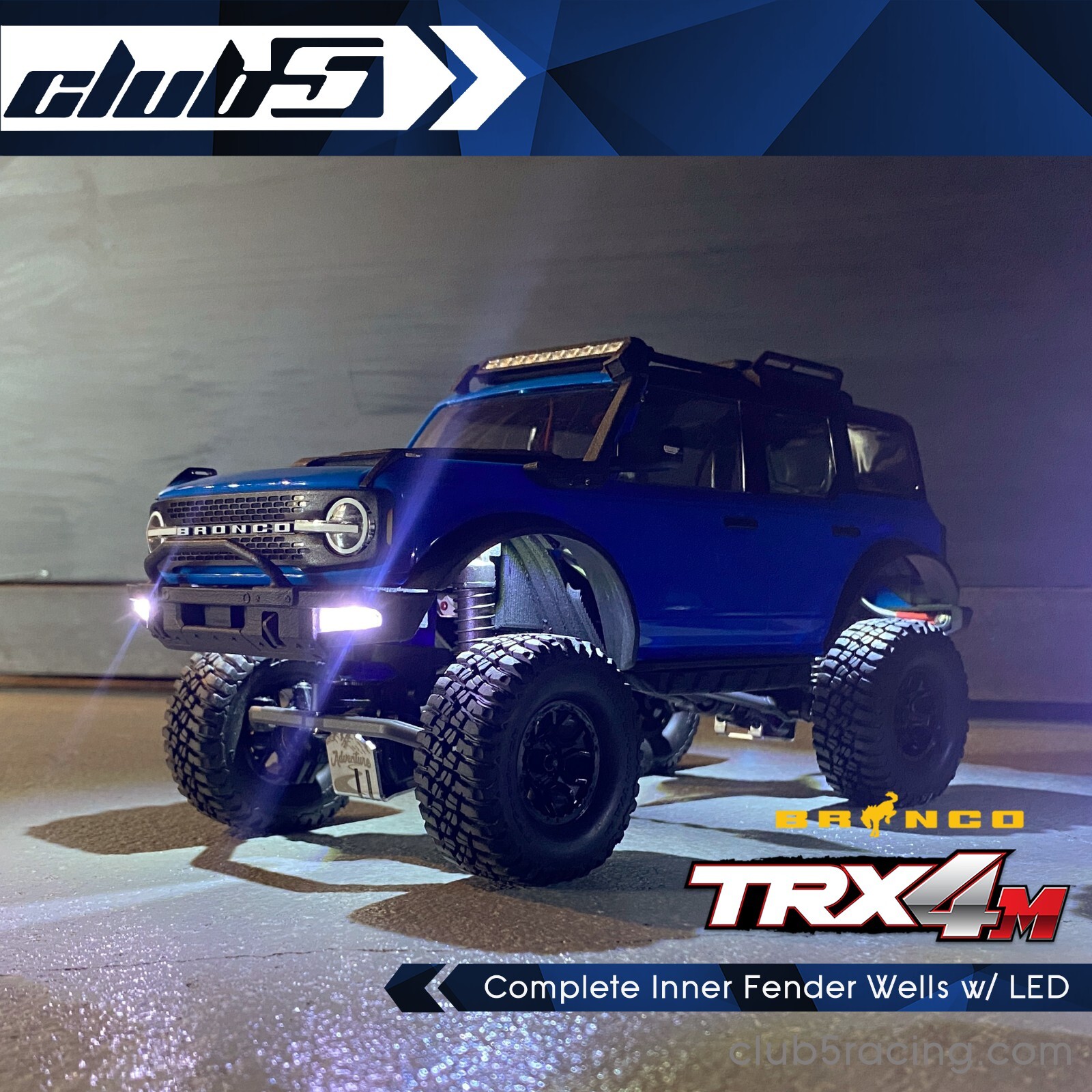 Complete Inner Fender Wells w/ LED Rock Light for Traxxas TRX-4M Bronco ...