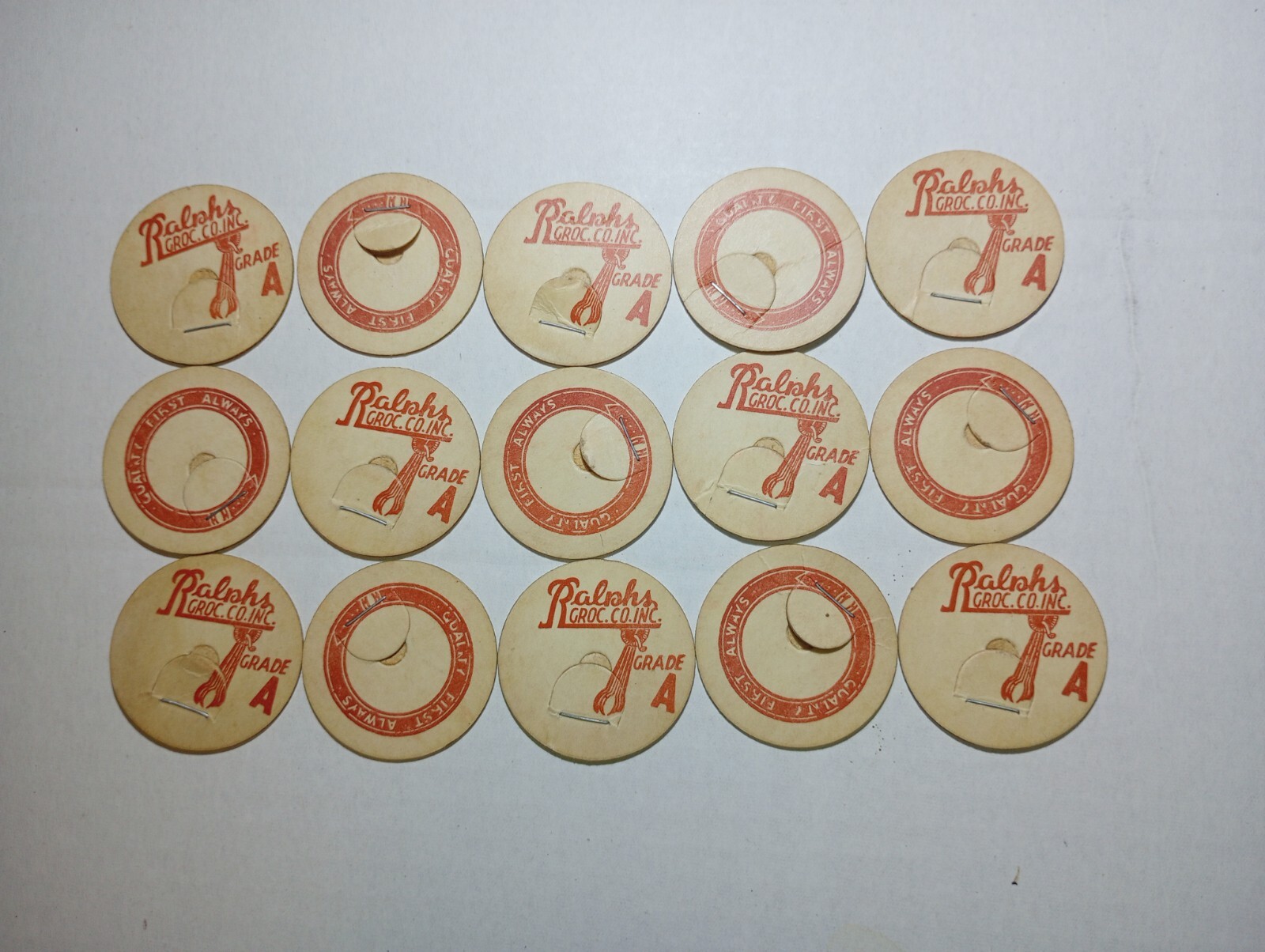 Lot Of 15 Milk Pull Tabs 8"Ralph's Groc Inc Grade A"&7"Quality First ...