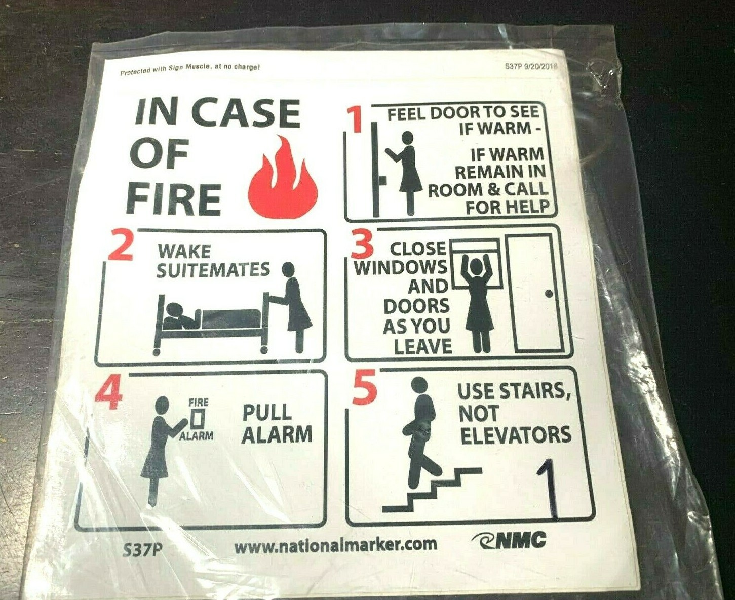 NMC S37P, Hotel Fire Emergency Instructions for Motel Graphic Ver Sign ...