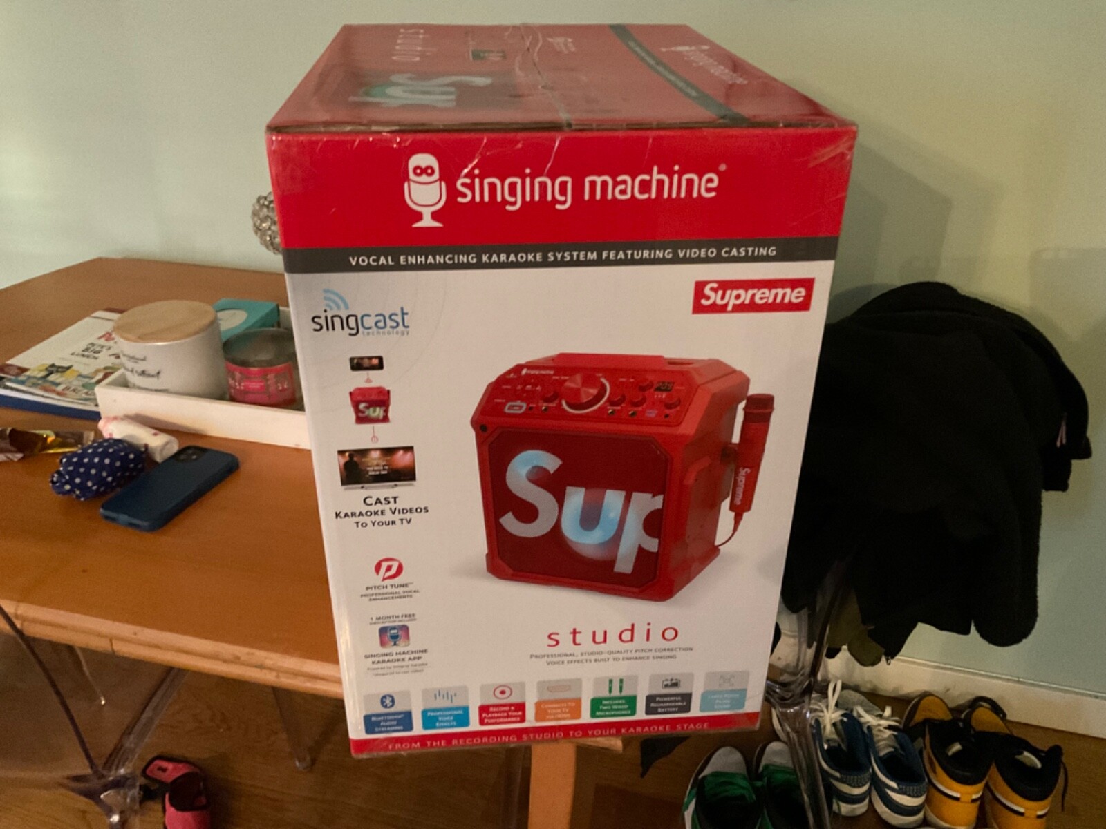 Supreme Red Singing Machine with 2 mics karaoke system new still in box ...