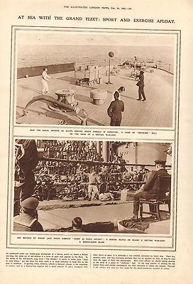 1916 WWI PRINT ~ NAVAL OFFICER ON ACTIVE SERVICE ON DECK BRITISH WAR ...