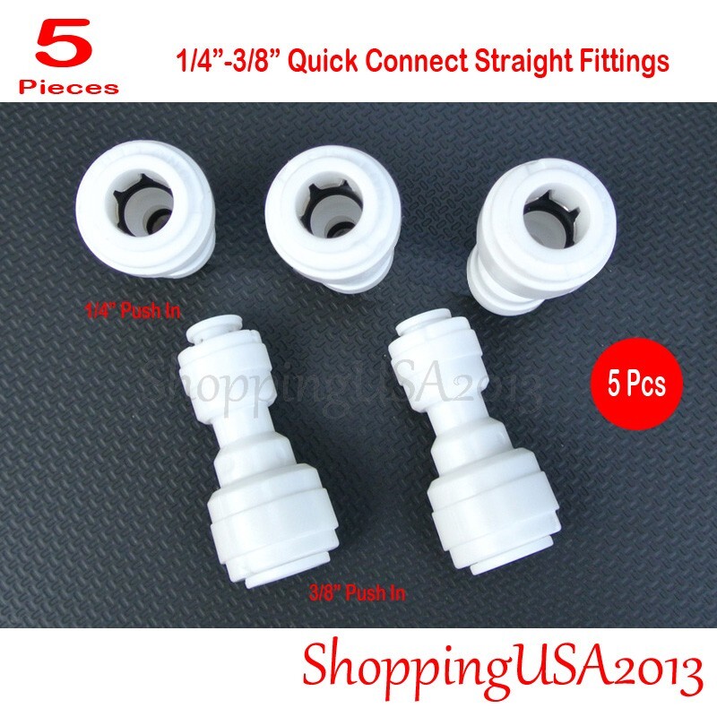 5 Pc 1/4-3/8 Quick Connect Straight Fitting Connector Push In RO Under ...