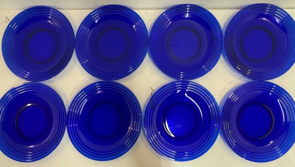 Vintage Bormioli Rocco “Forum Saphir” Set of 8 Cobalt Blue Glass Dinner ...