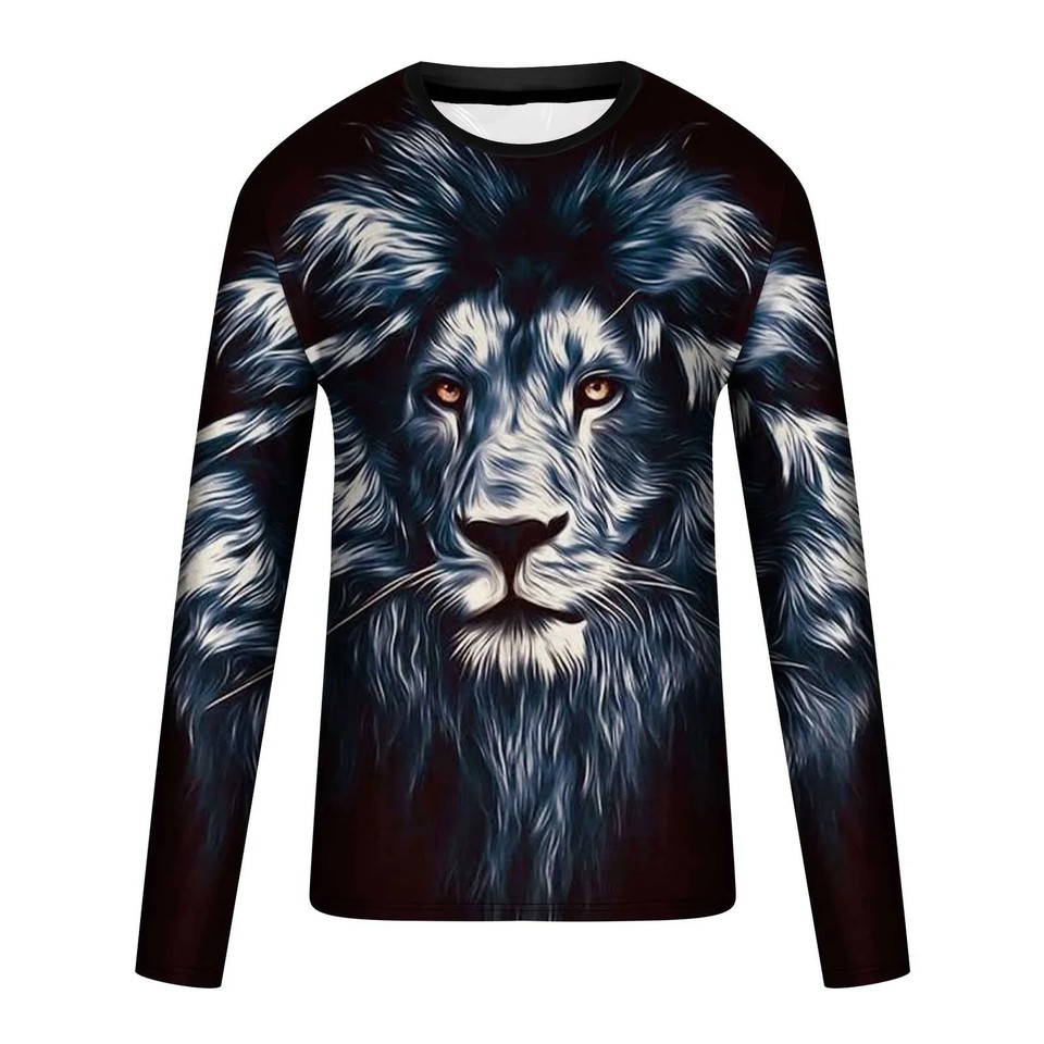 3D Animal Lion Print Long Sleeve | eBay