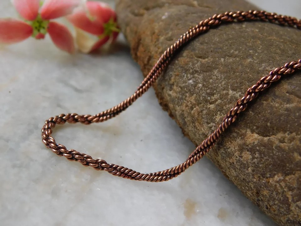 16 inch Pure Copper Fancy Rope Chain Necklace, Healing Copper Jewelry ...