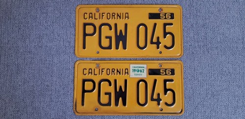 Matched Pair 1956-62 California License Plates Original. DMV CLEARED ...