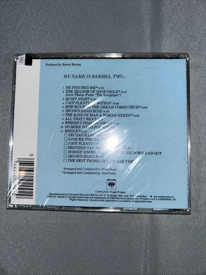 BARBRA STREISAND - My Name Is Barbra 2 - CD - **BRAND NEW/STILL SEALED ...