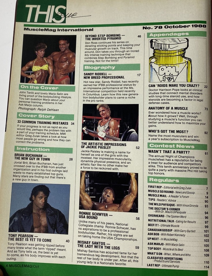 MuscleMag International Magazine October 1988 No. 78 John Terilli ...
