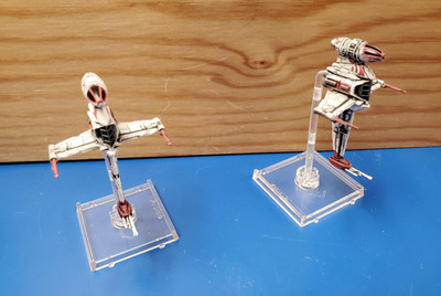 2x B-Wing Red & White Mini stands bases Star Wars X-Wing Miniatures ...