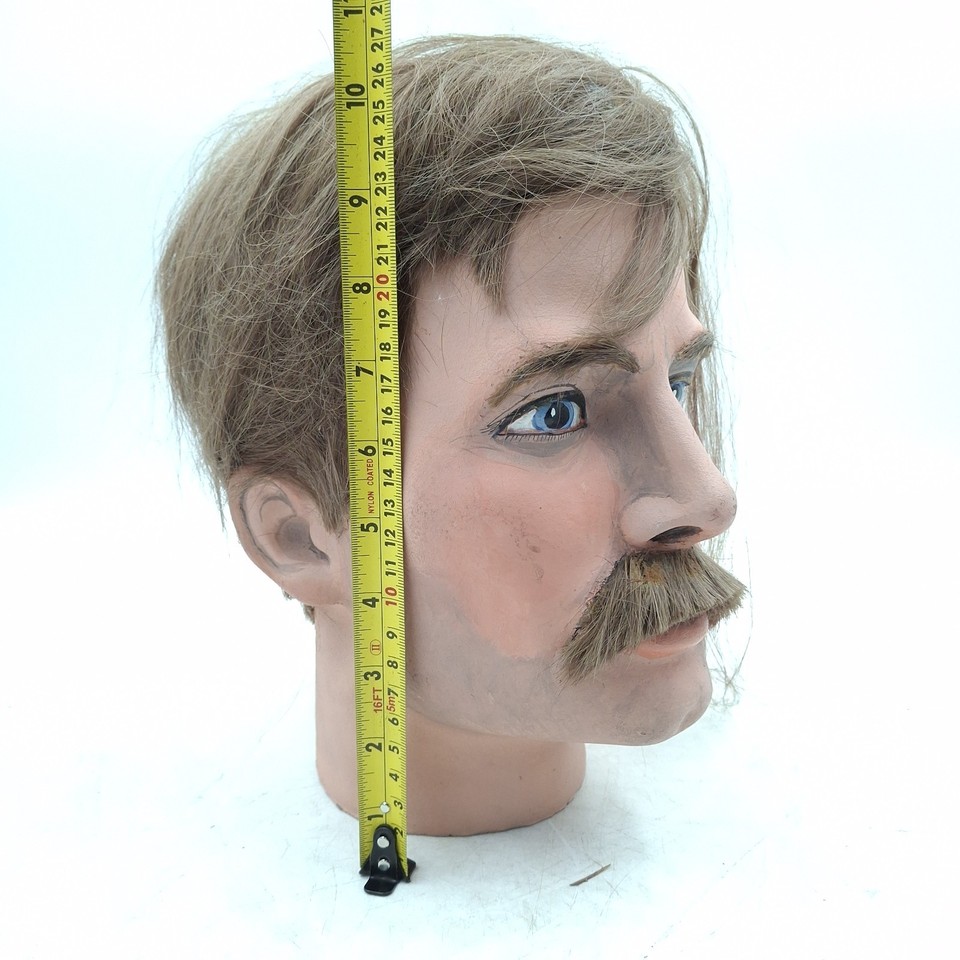 Vintage Museum Mannequin Head Plaster Over Plastic Hand Painted Male ...