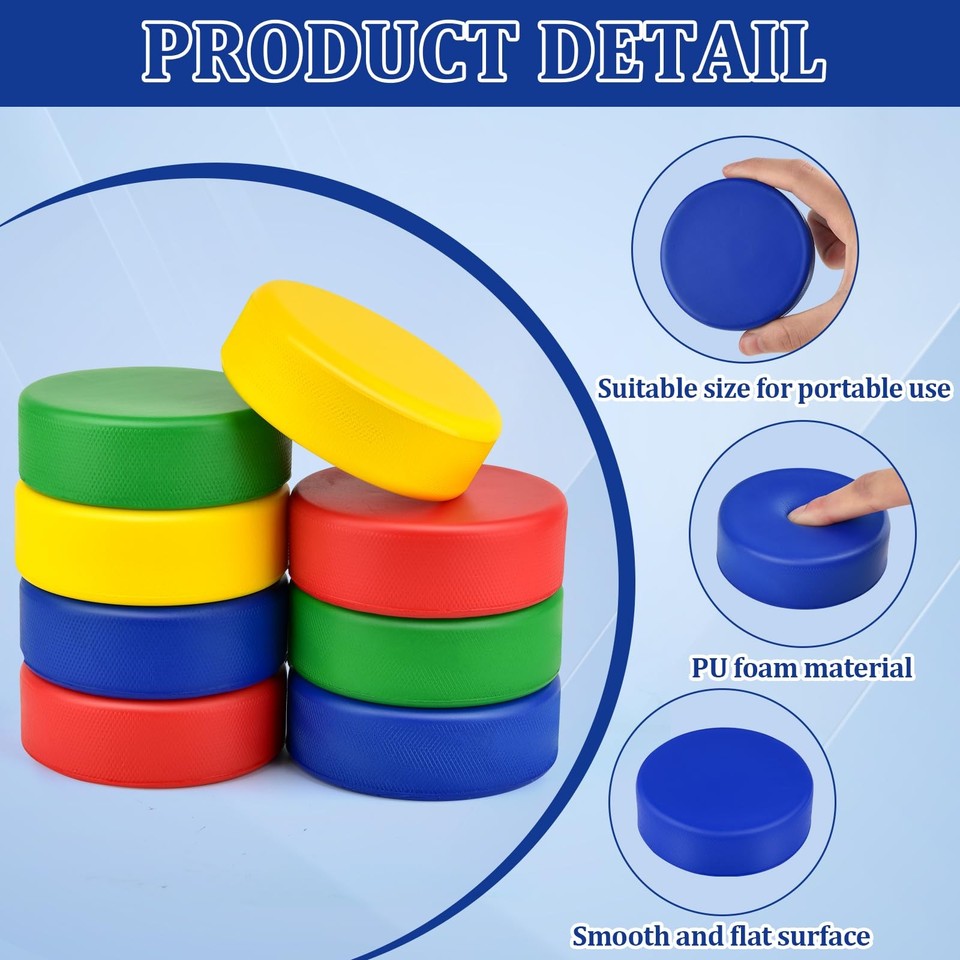 24 PCS Sport Foam Ice Hockey Pucks 3 Inch Ice Hockey Pucks with Mesh ...
