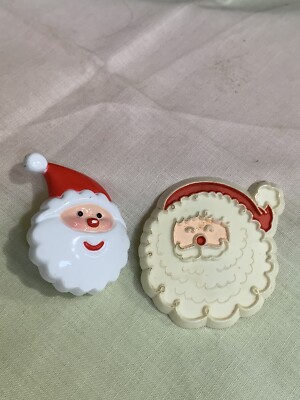 Hallmark 2 Santa Face Christmas Holiday Pins Brooch FP-72 | eBay