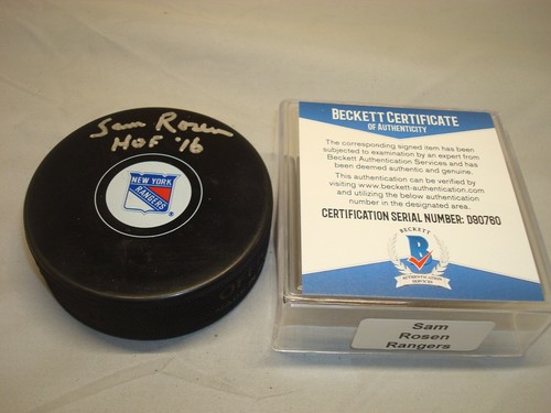 Sam Rosen Signed New York Rangers Hockey Puck Autographed Beckett BAS ...