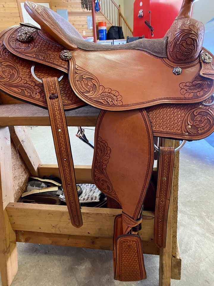 Dale Chavez Reining Chestnut Leather Western Horse Saddle; Rust Suede ...
