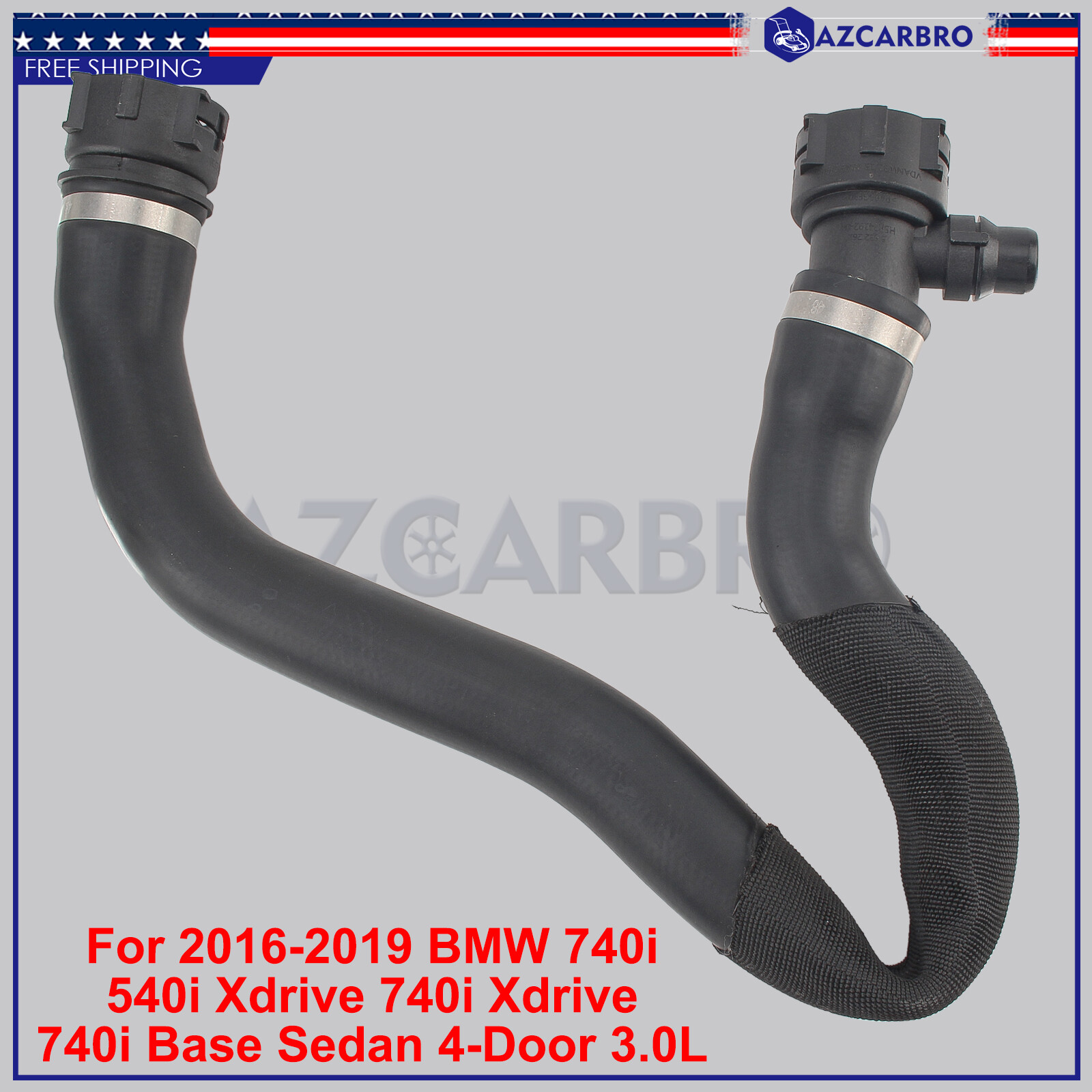 Black Upper Radiator Hose For 2016-2019 BMW 740i Excellence Sedan ...