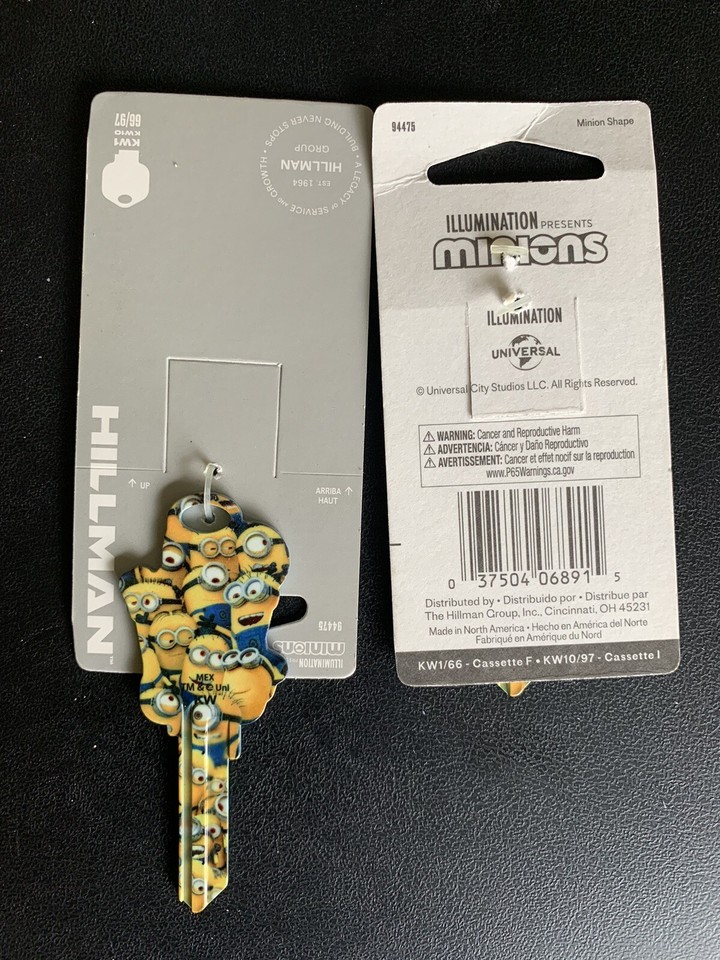 2 Keys- Hillman 94475 MINIONS Double Sided Blank Key KW1/10 or 66/97 ...