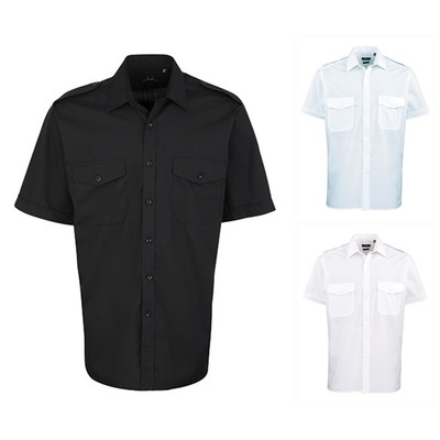 PREMIER Diensthemd Pilotenhemd Feuerwehrhemd weiß blau Kurzarm PR212 NEU | eBay