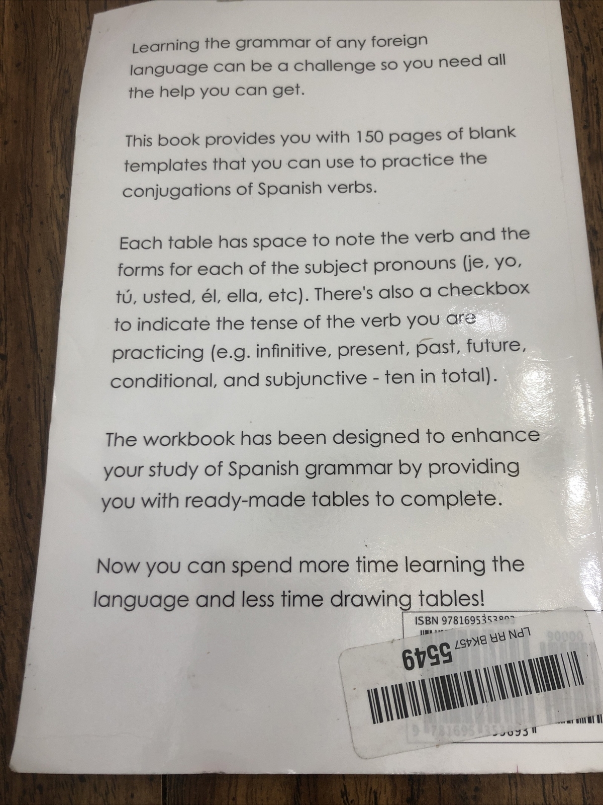 Spanish Verb Conjugation Workbook : Blank Verb Table Templates for ...