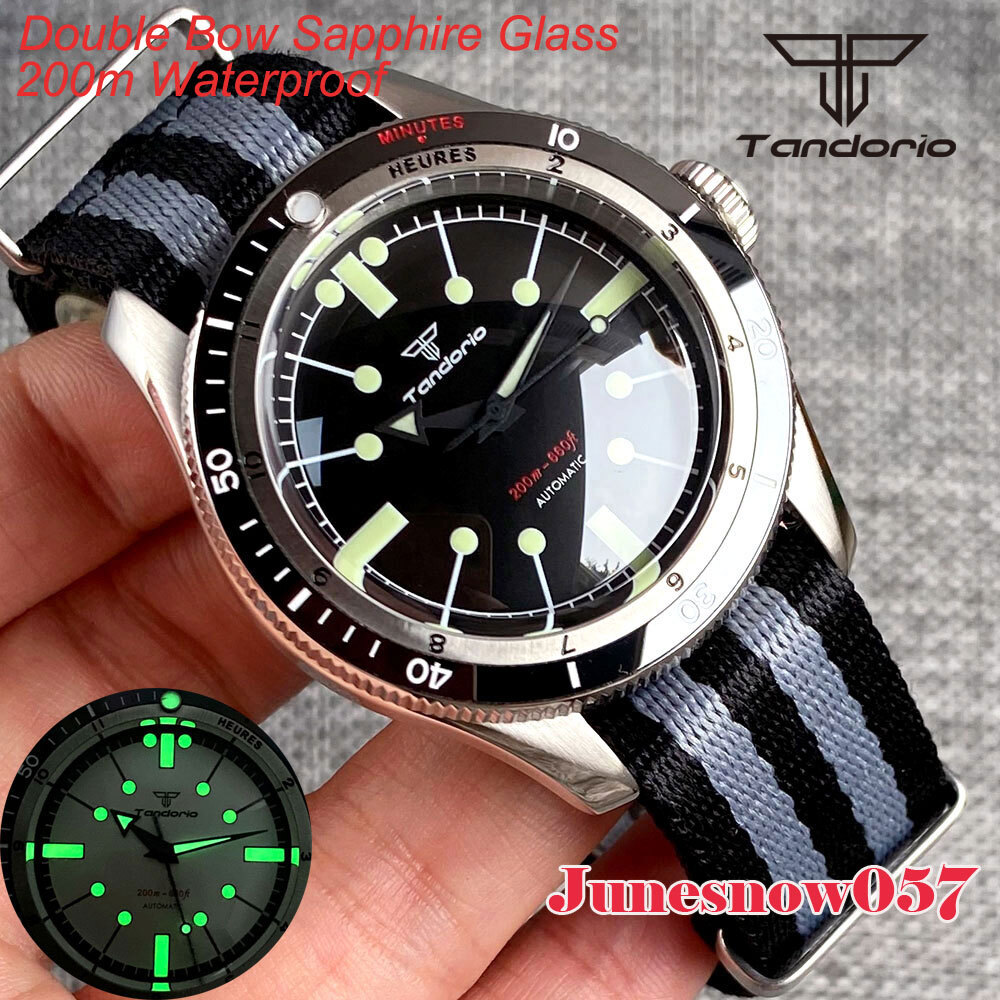 Tandorio Diver 20Bar Automatic NH35 PT5000 Watch Men's Double Bow ...
