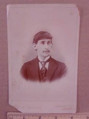 Found Vintage Photo Handsome Man Huge Ears Named on Back Preston Iowa ...