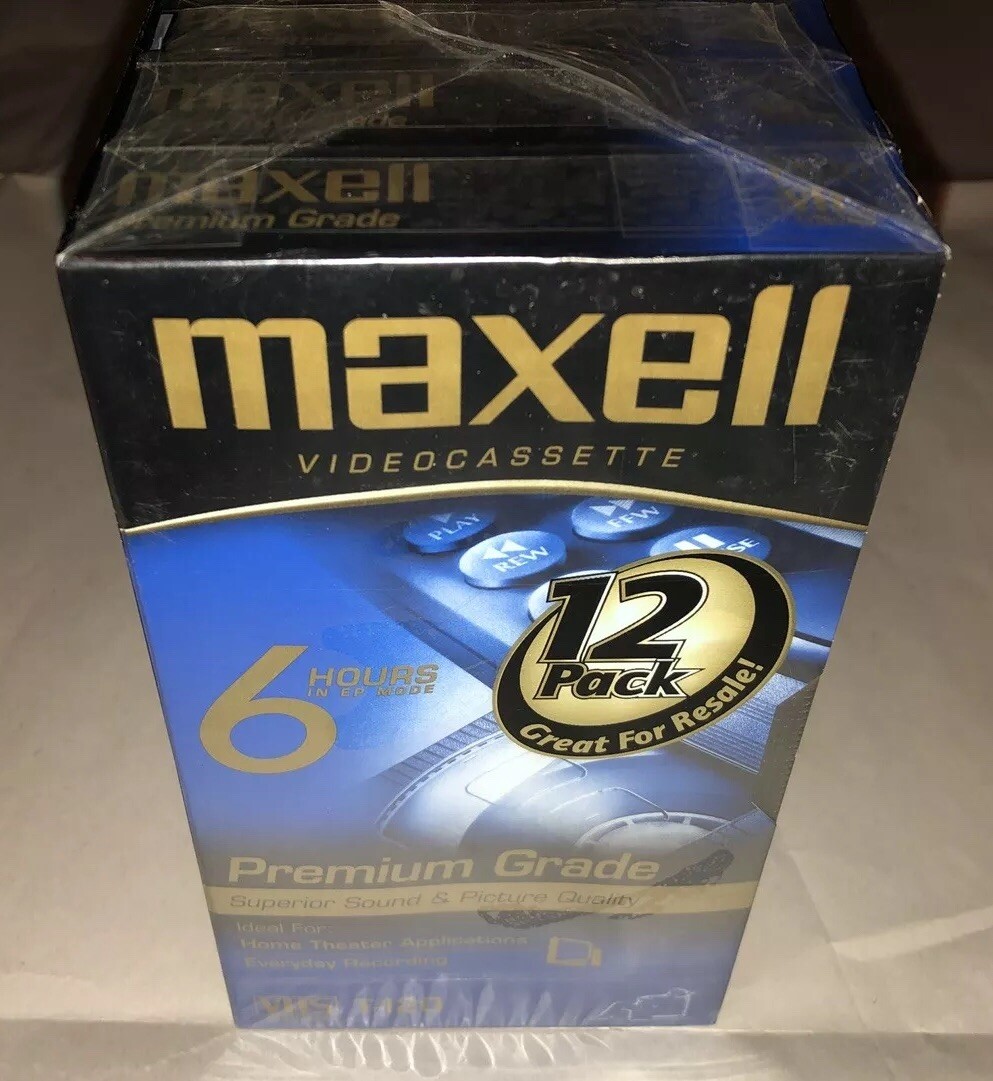12 Pack Maxell PREMIUM Grade Professional 6hr T 120 VCR VHS Tape New ...