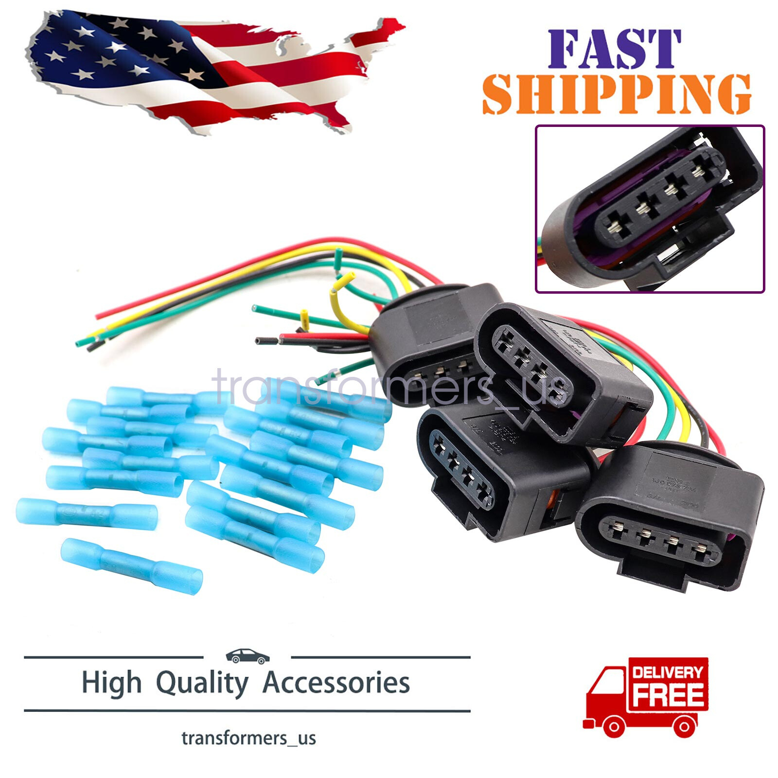 4 Pack Ignition Coil Connector Harness Plugs Wiring W/Terminals For ...