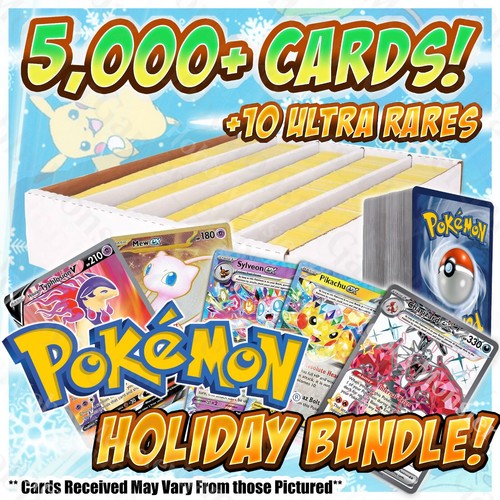 5000 Pokemon TCG Card Holiday Gift Bundle! + 10 Random EX, GX, V, Mega ...