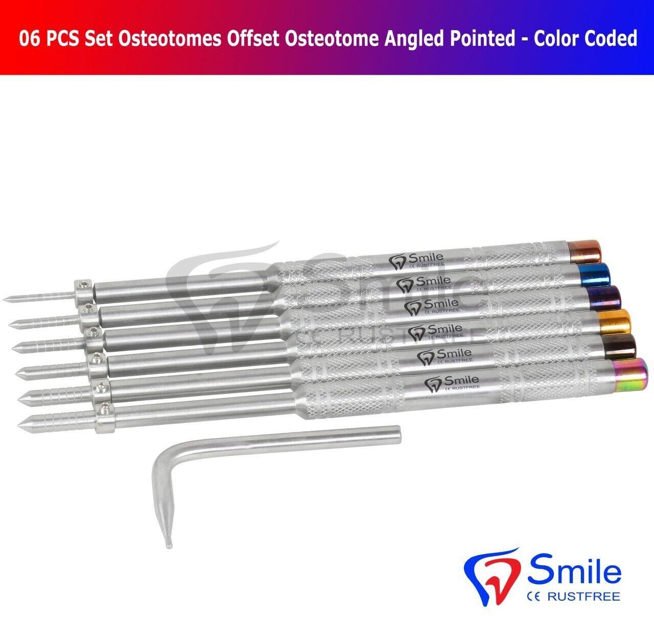 Set oF 6 Osteotomes Offset Osteotome Angled Pointed With Allen Key ...