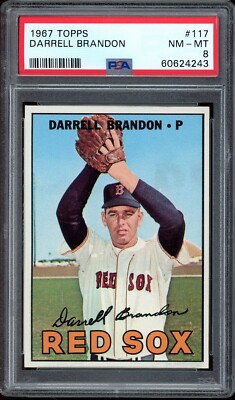 1967 Topps Baseball #117 Darrell Brandon PSA 8 *d2 ("DI" in Sky ...