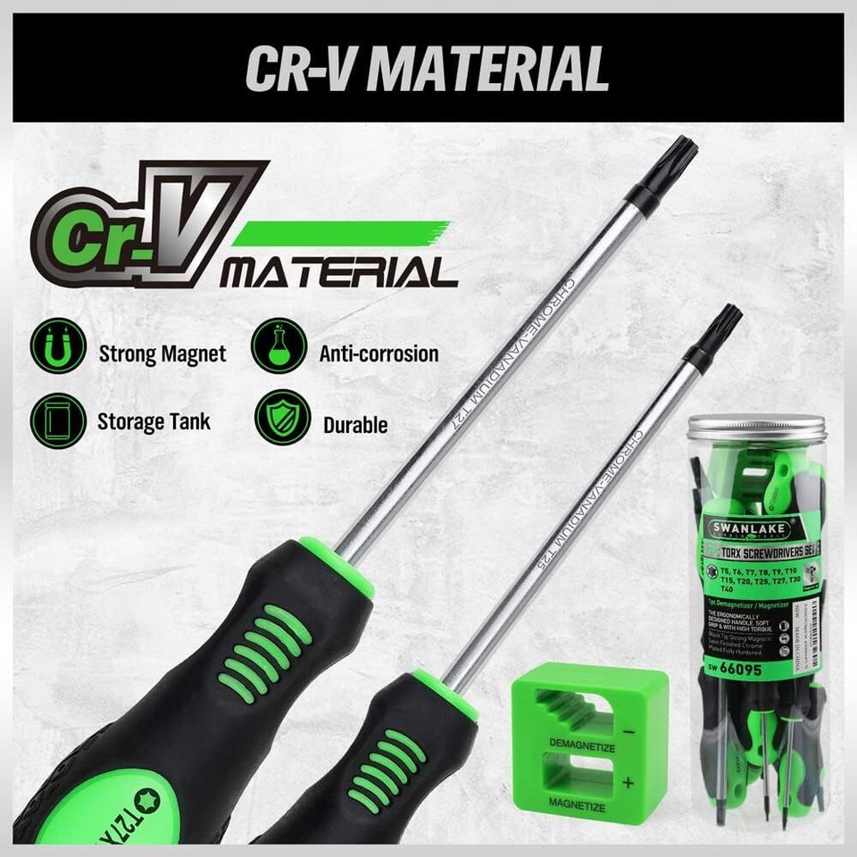 13 Pieces Magnetic Torx Screwdriver Set, T5 to T40 Star Screwdrivers ...
