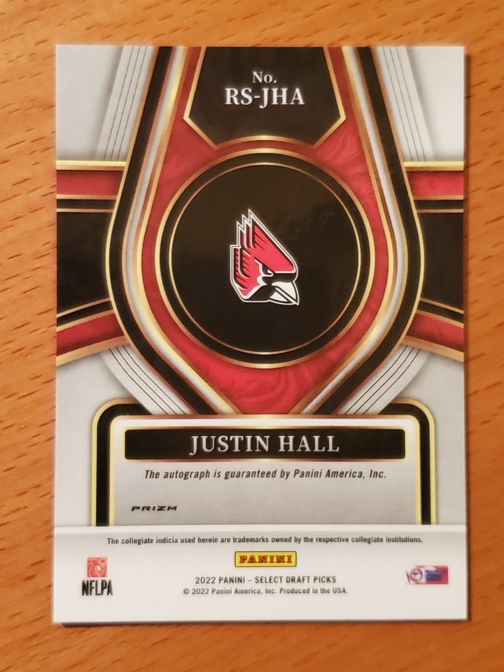 2022 Select Draft Rookie Signatures Prizm Red Justin Hall Ball State ...