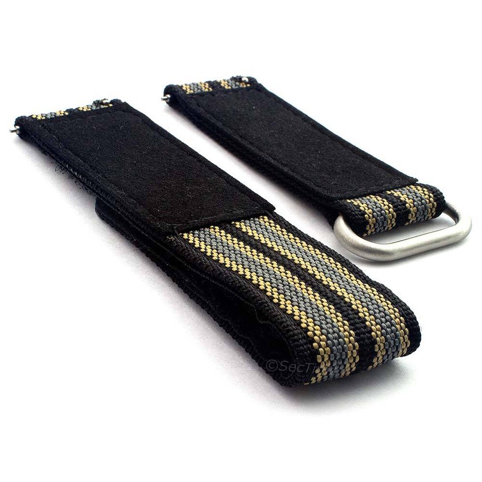 Quick Release Ribbed Nylon Hook & Loop Watch Strap Band 18 19 20 21 22 ...