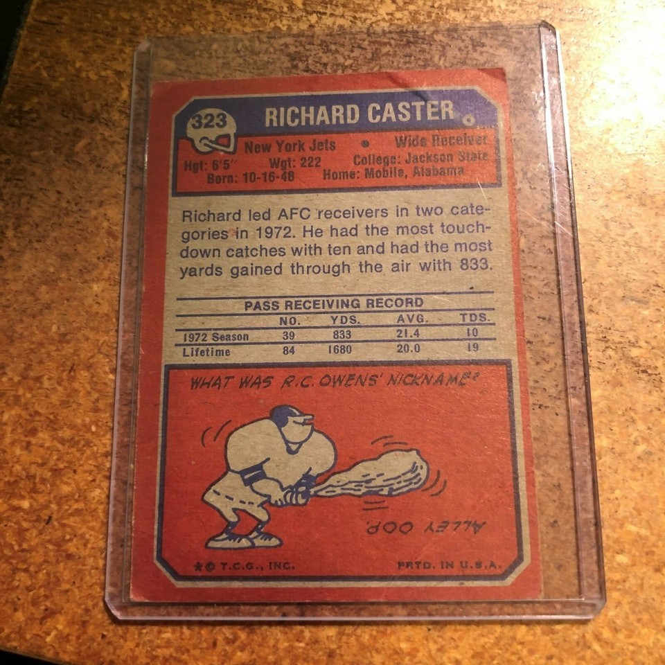 1973 Topps Football # 323 Richard Caster | eBay