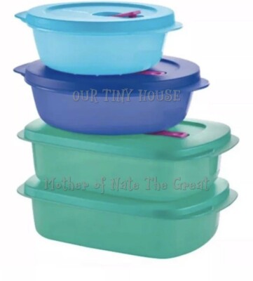Tupperware Crystalwave PLUS Stain Guard Set Round Rectangle Container ...
