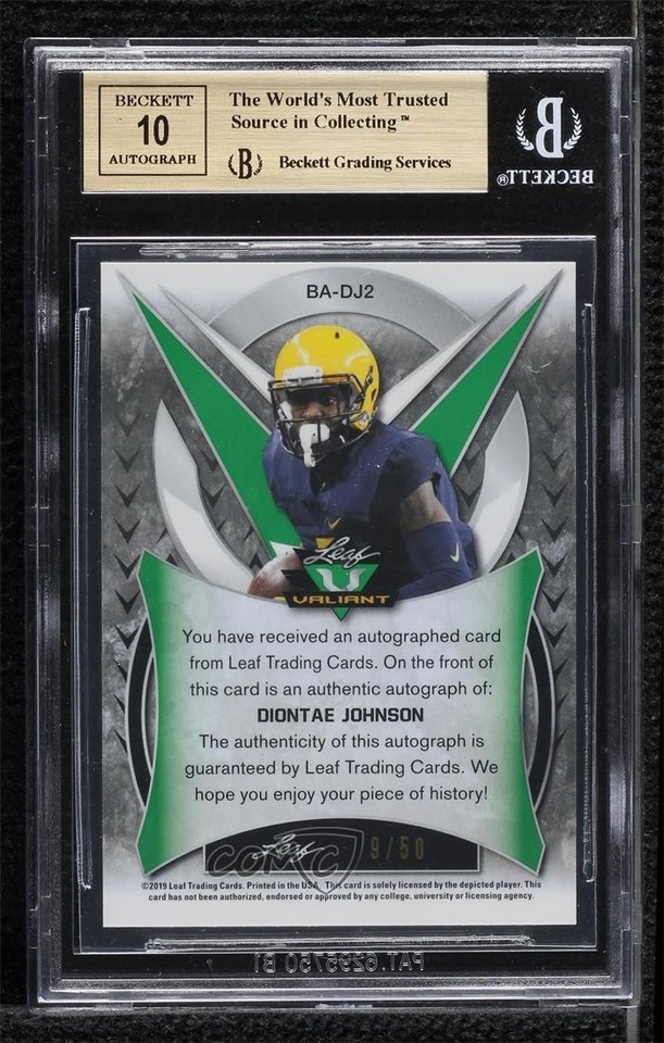 2019 Leaf Valiant Orange /50 Diontae Johnson BGS 10 PRISTINE Rookie ...