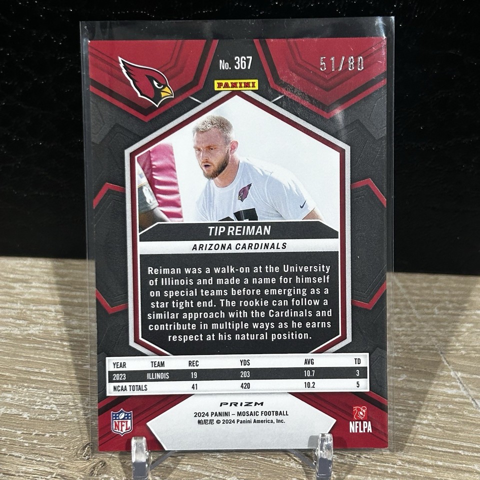 2024 Panini Mosaic Tip Reiman Choice Fusion Red Yellow Prizm RC /80 ...