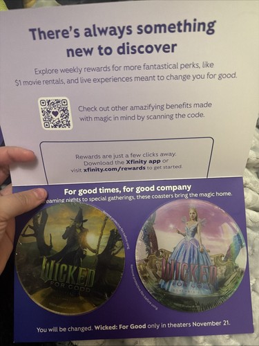 Wicked For Good Movie Coasters Glinda Elphaba OZ Cork Xfinity Promo ...