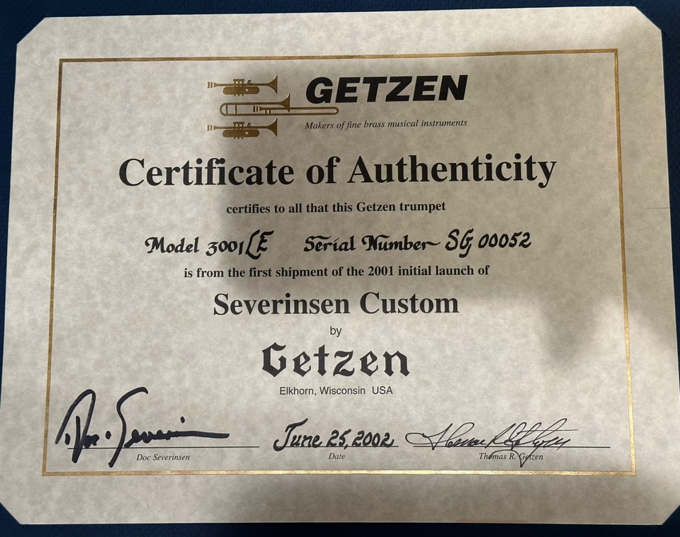 Getzen 3001LE Severinsen Custom SG00052 Silver (Gold-trim) w/ Case ...