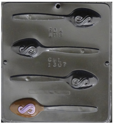 NEW 4 Cavity SPOON Spoons Chocolate Candy Clay Plaster Sugar Fondant ...