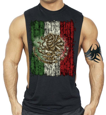 Men's Mexico Flag Black Workout Tank Top Beast Muscle Mexican Gym ...